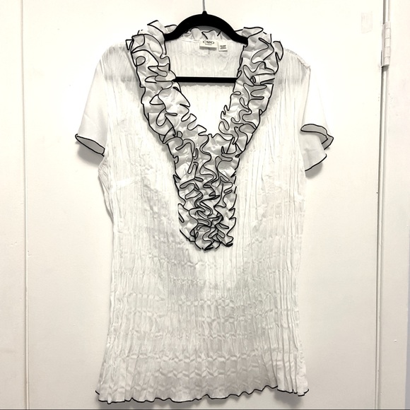Cato | Tops | Cato Womens Fashion White Ruffle Chiffon Top | Poshmark